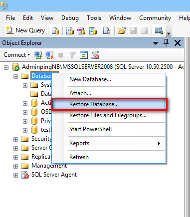 [MSSQL] การ Restore Database จากไฟล์ .Bak | naiwaen@DebuggingSoft