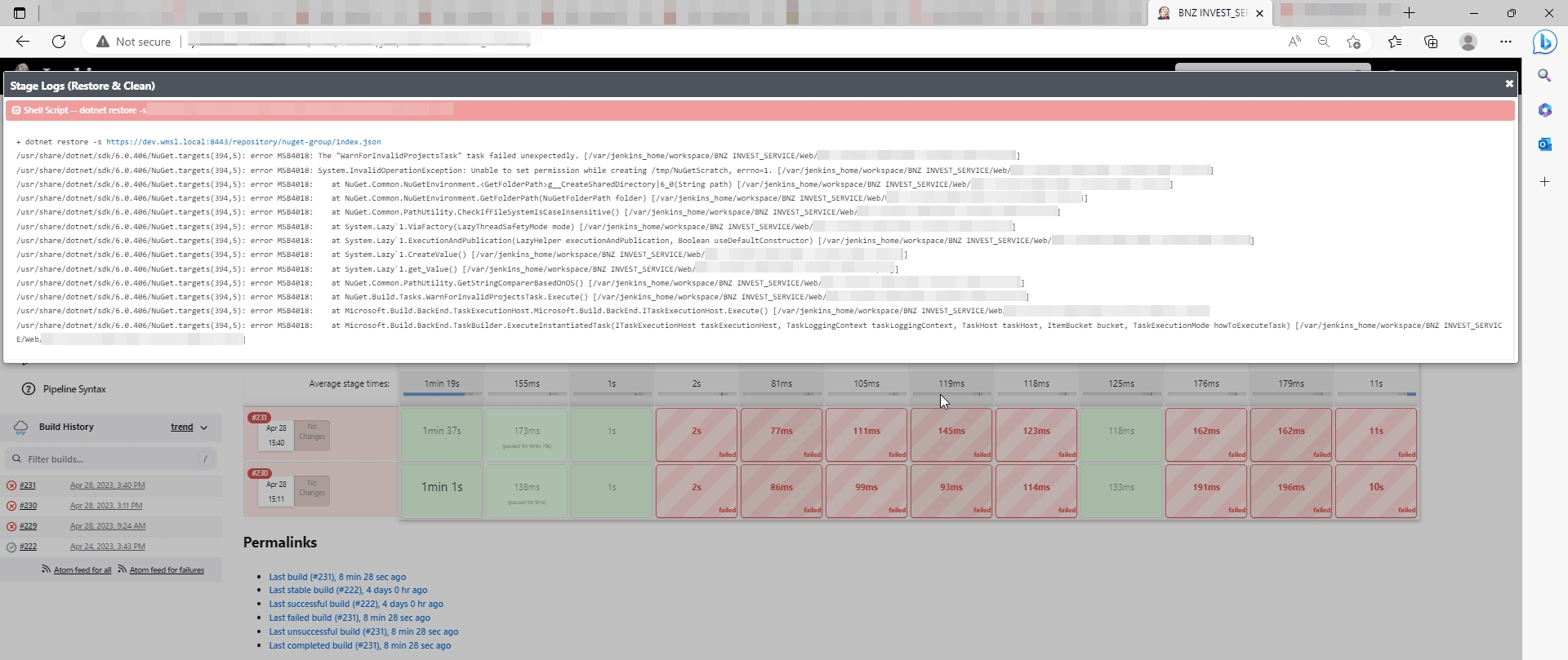 Fixed Jenkins Build Error MSB4018: System.InvalidOperationException: Unable To Set Permission ...